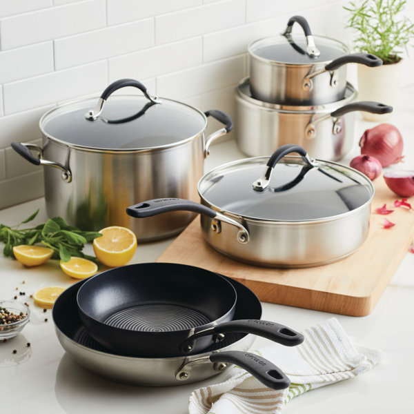 Circulon Stainless Steel Induction Cookware Set With Steelshield Hybrid Stainless And Nonstick ...